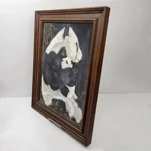 Handmade | Art | Vintage Cutrona Canvas Painting Panda And Cub Original ...